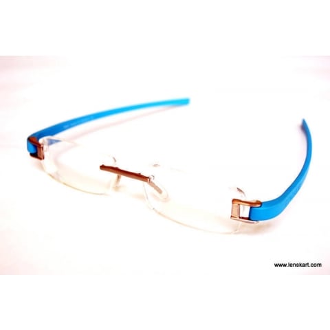 Shop online for Lenskart Rimless Eyewear Blue Silver ( Free Unbreakable ...