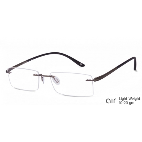 Gunmetal Grey Black Rimless Rectangle Lenskart Air LA Classic VC 0315 ...