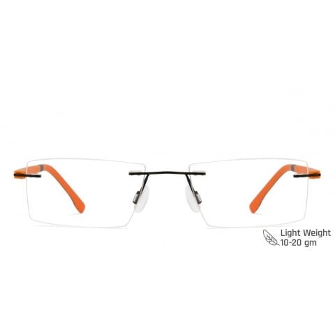 Buy Black Orange Rimless Rectangle Lenskart AIR Classic VC E11015-C3 ...