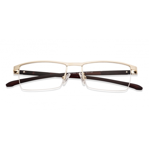 Buy Gold Brown Half Rim Rectangle Lenskart Air Online Classic VC E11858 ...