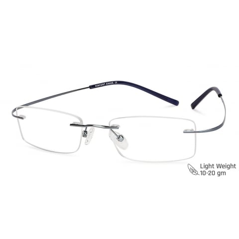 Sky Blue Rimless Rectangle Vincent Chase SLEEK STEEL VC 5882-C7 ...